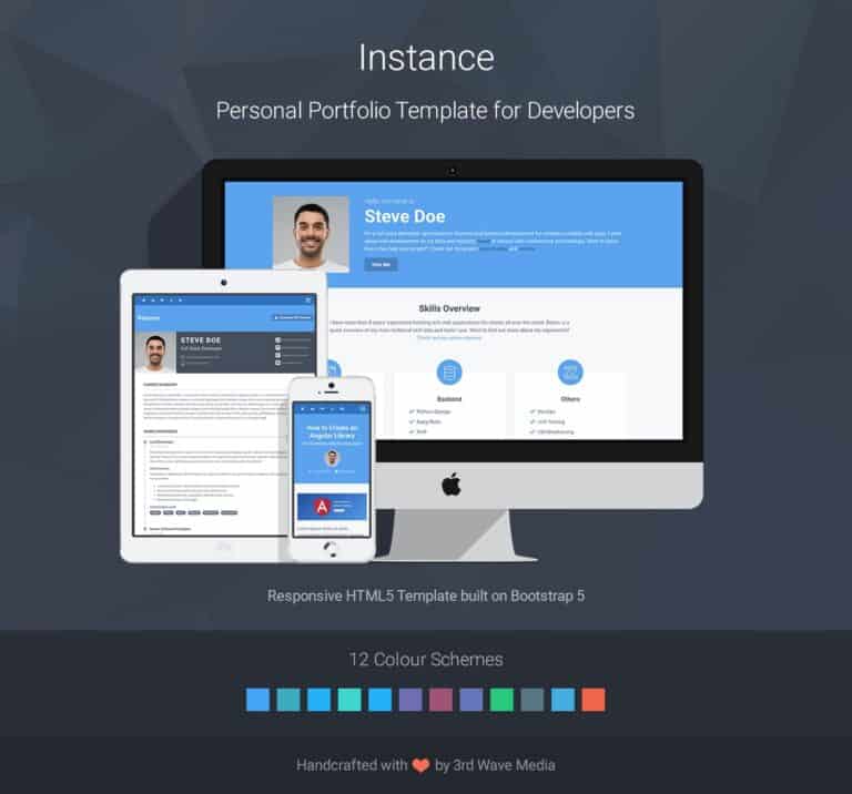 Instance - Bootstrap Personal Portfolio Template for Full Stack Developers