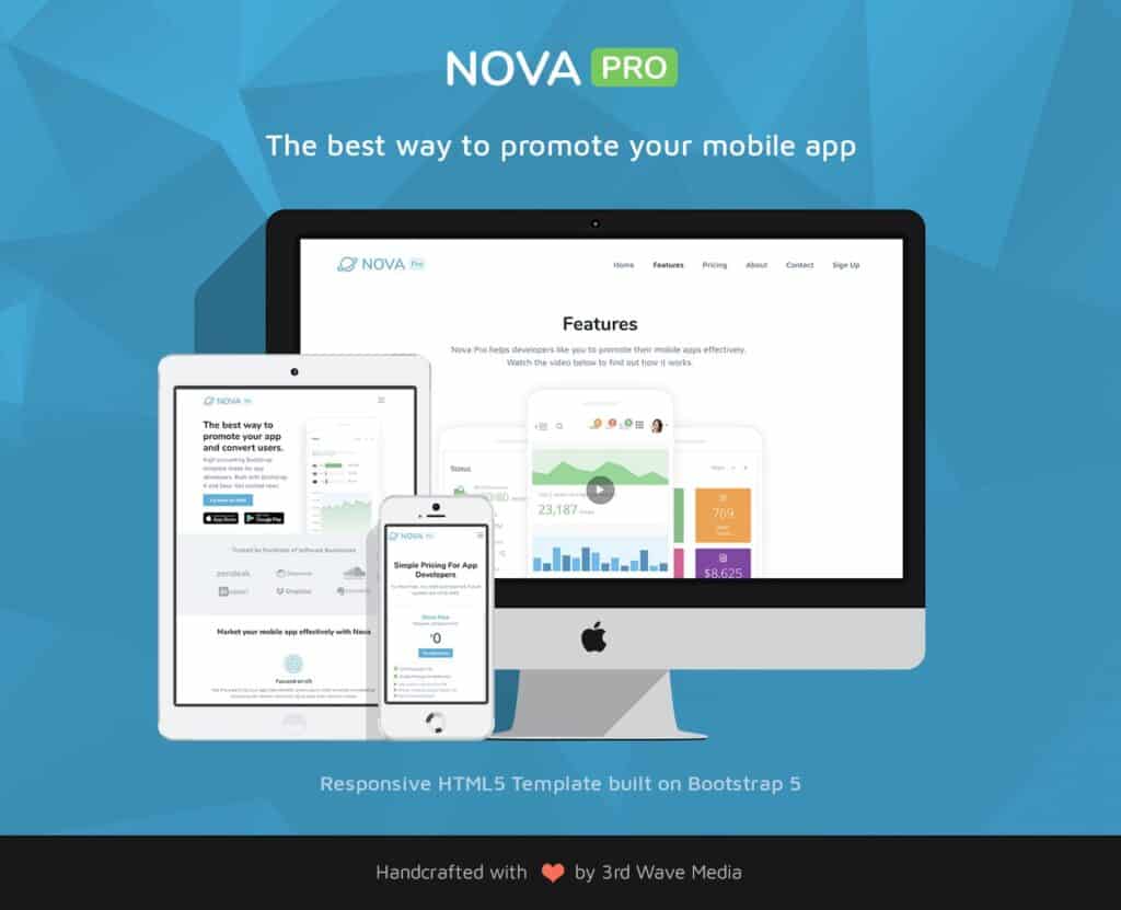 Nova Pro - Bootstrap 5 Website Template for Mobile App Startups
