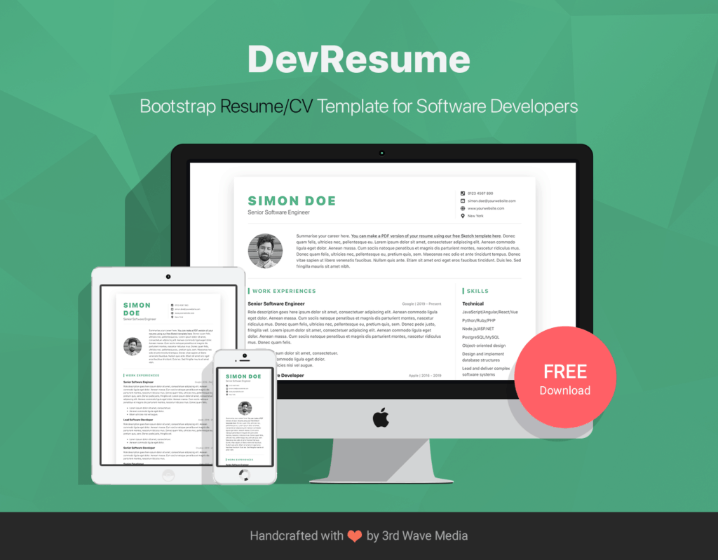 DevResume - Bootstrap 5 Resume/CV Template For Software Developers