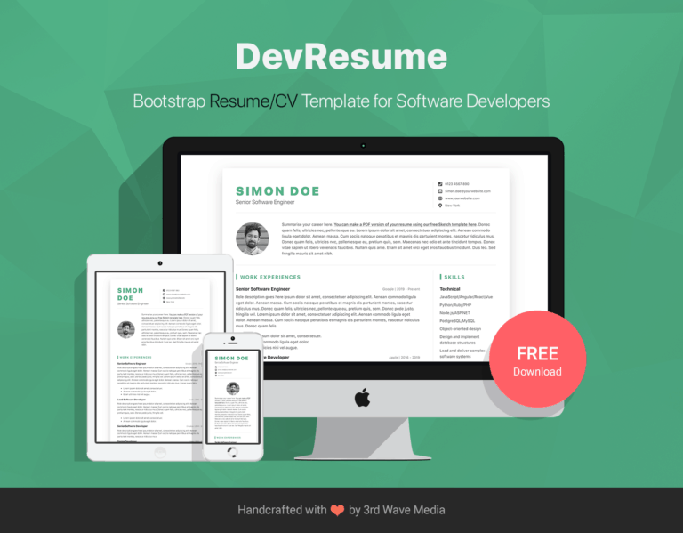 DevResume - Bootstrap 5 Resume/CV Template For Software Developers