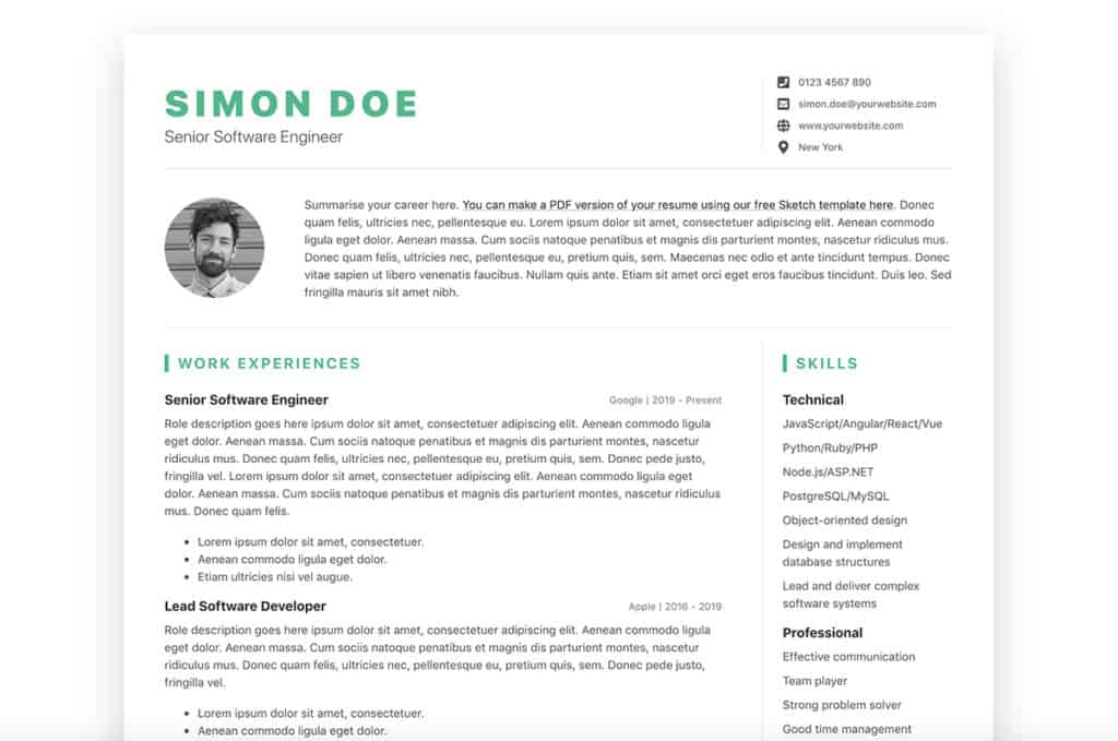 Top 5 Free Bootstrap Resume/CV Templates For Software Developers