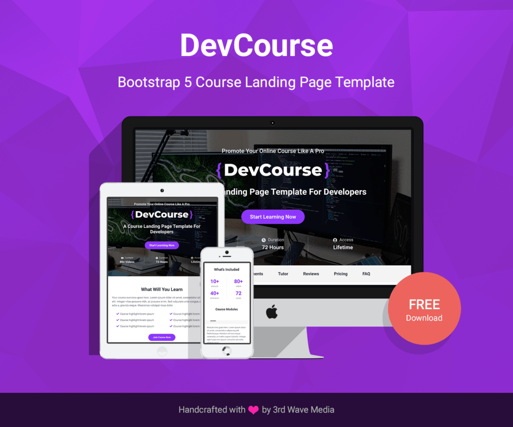 DevCourse - Free Bootstrap 5 Course Landing Page Website Template For ...
