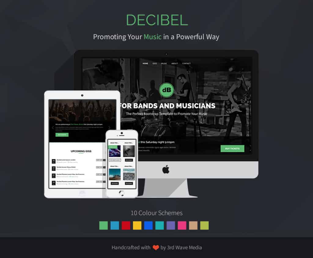 Decibel - Bootstrap 5 Music Landing Page Template for Indie Bands