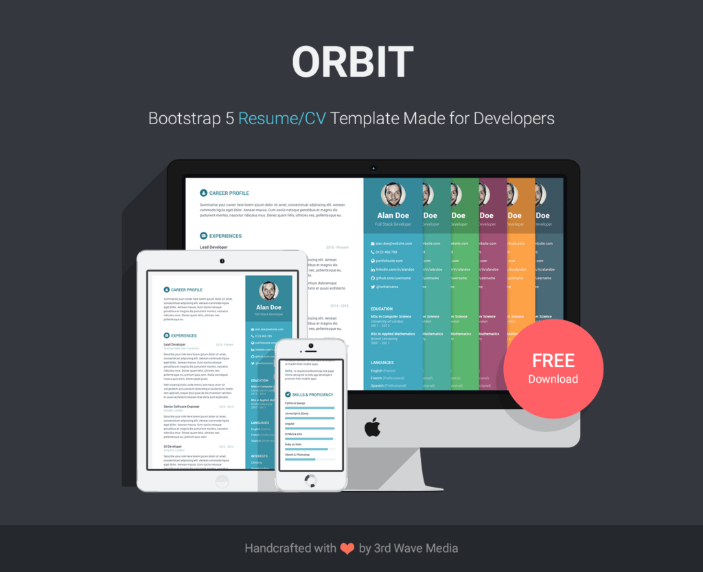 Orbit - Free Bootstrap Resume/CV Template for Developers